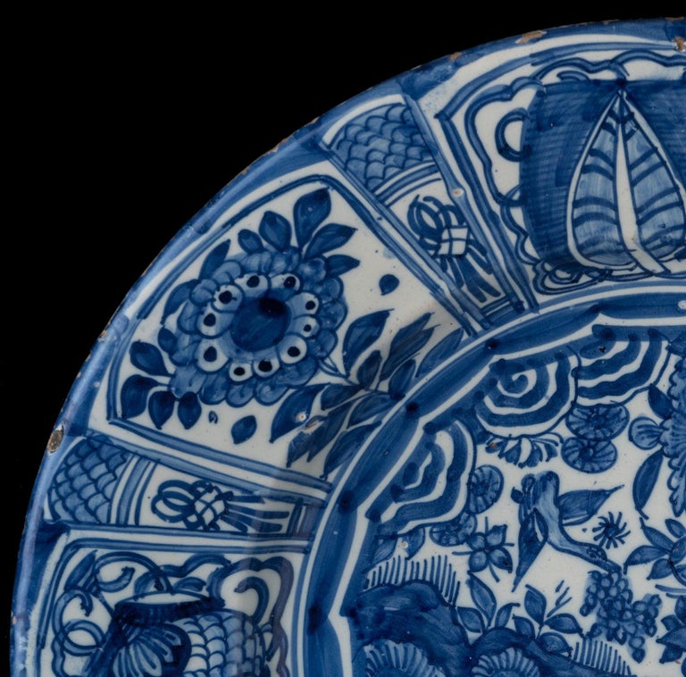 Large blue and white chinoiserie dish Delft, 1675-1685 Chinese-style ...