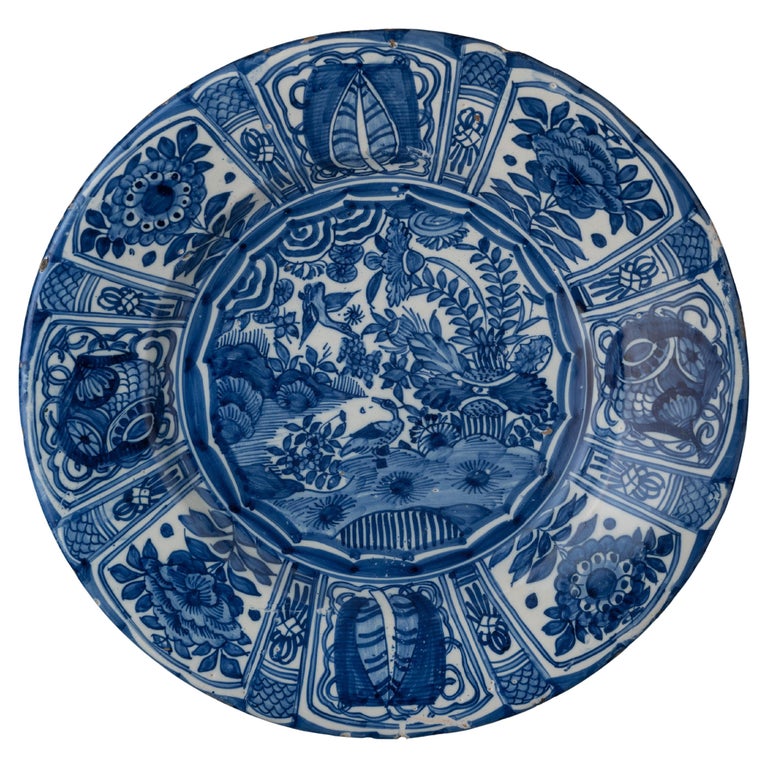 Large blue and white chinoiserie dish Delft, 1675-1685 Chinese-style ...