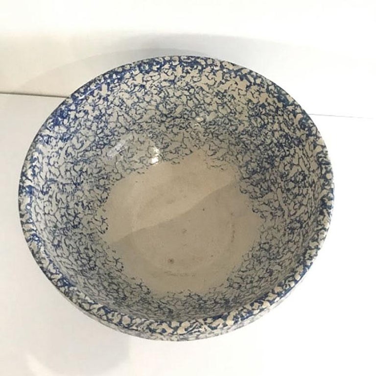 Large Blue and White Spongeware Bowl at 1stDibs | blue and white ...