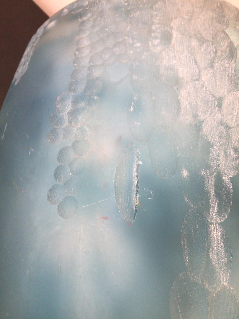Large Blue Art Glass Vase by Stuart Braunstein For Sale at 1stDibs