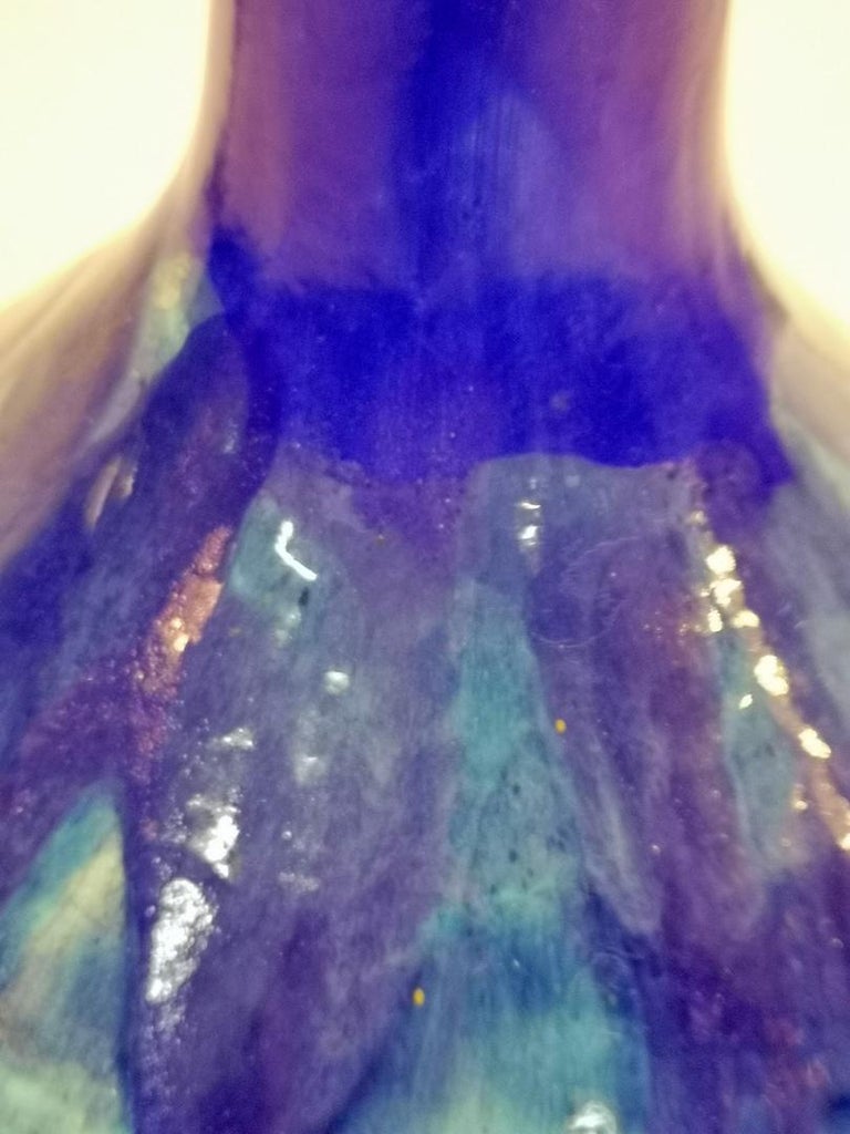 Large Blue Ceramic Vase, Signed, 1970s For Sale at 1stDibs