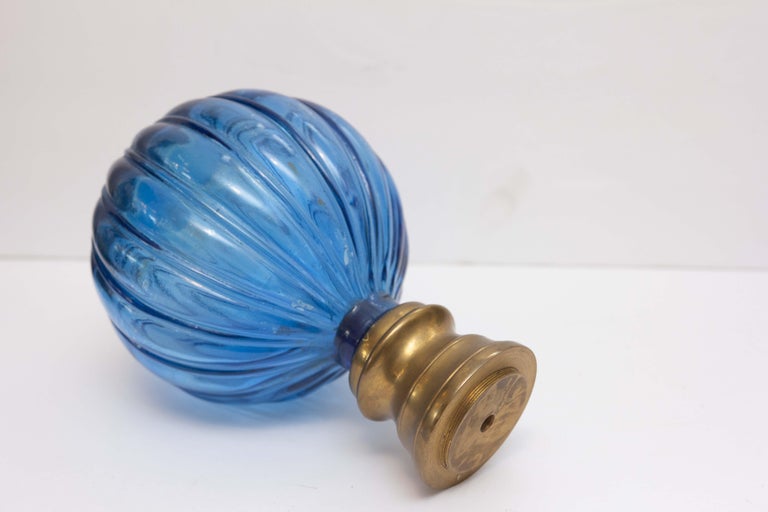 Large Blue Glass Newel Post Finial at 1stDibs