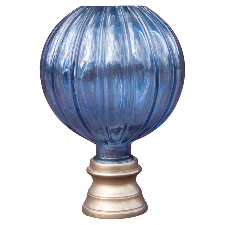 Large Blue Glass Newel Post Finial at 1stDibs