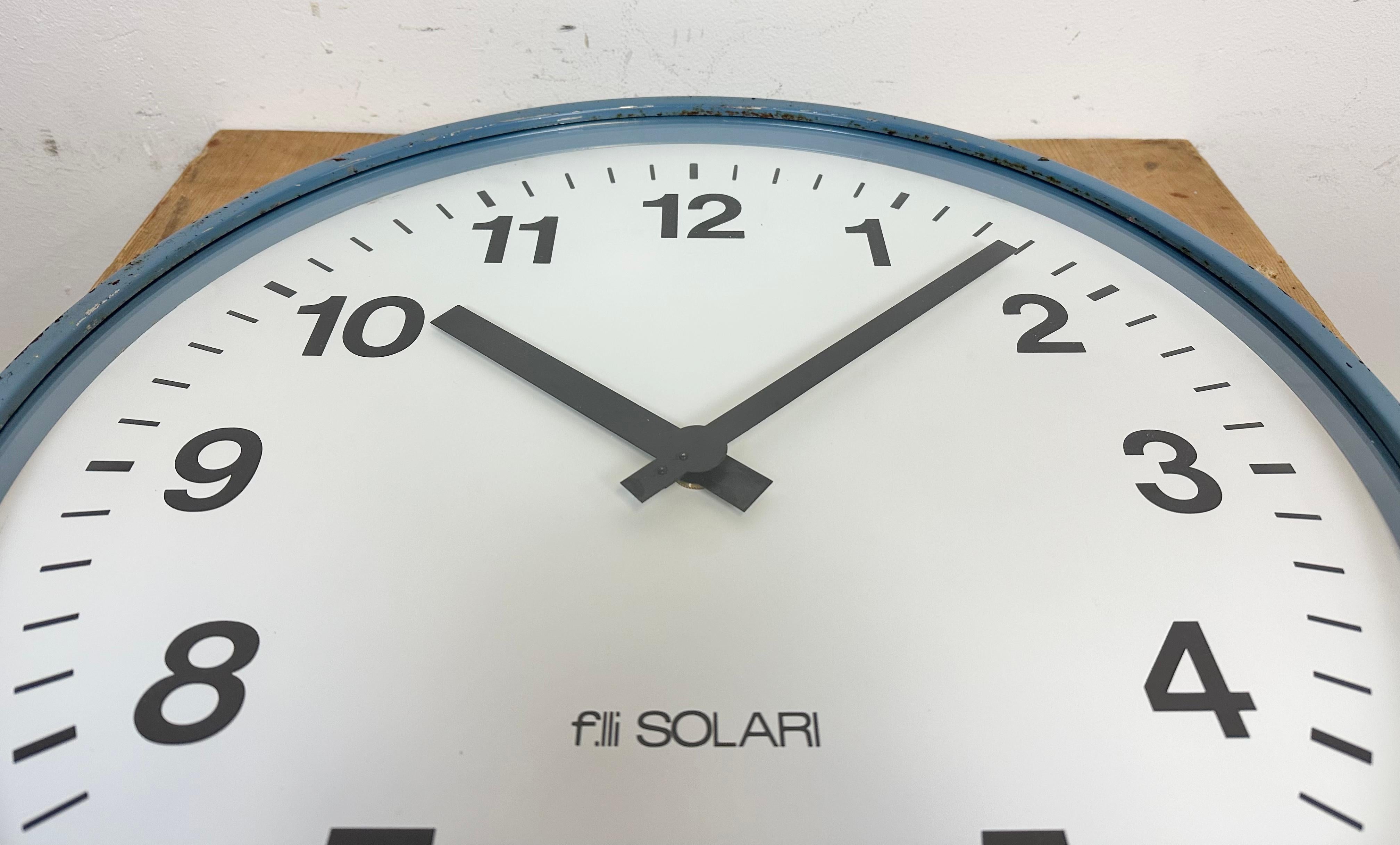 Large Blue Industrial Italian Wall Clock from Fratelli Solari Udine ...