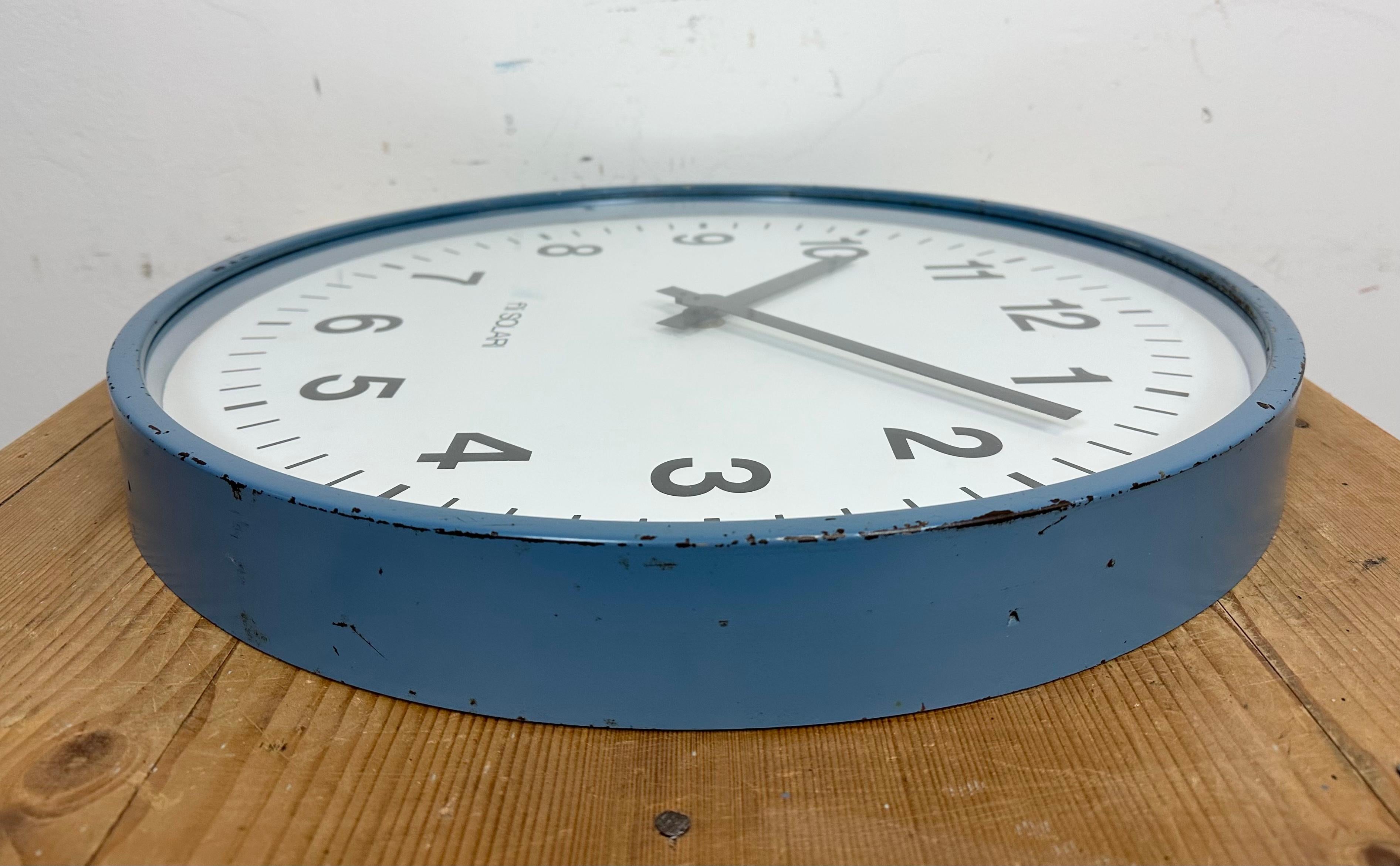 Large Blue Industrial Italian Wall Clock from Fratelli Solari Udine ...