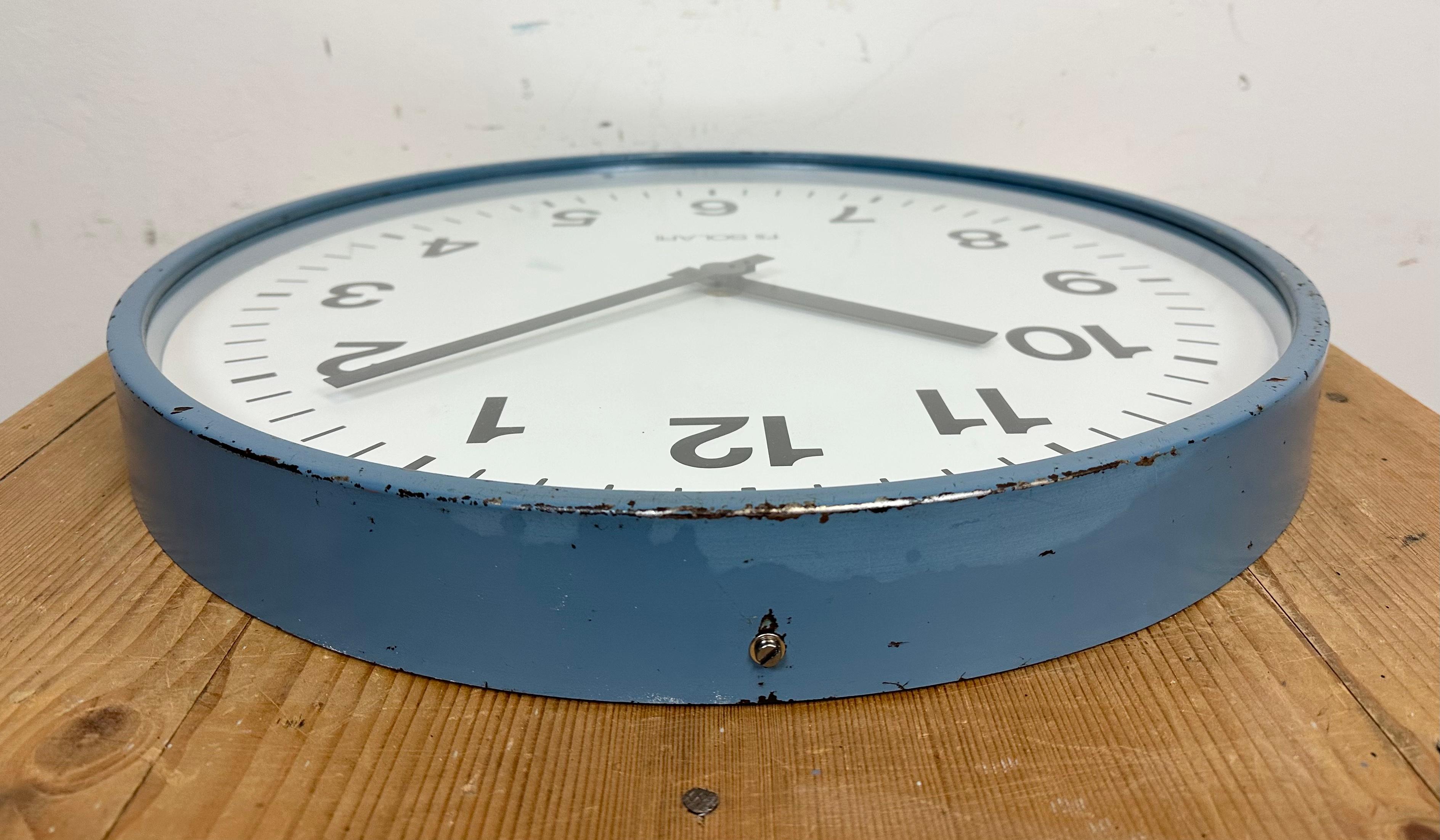 Large Blue Industrial Italian Wall Clock from Fratelli Solari Udine ...