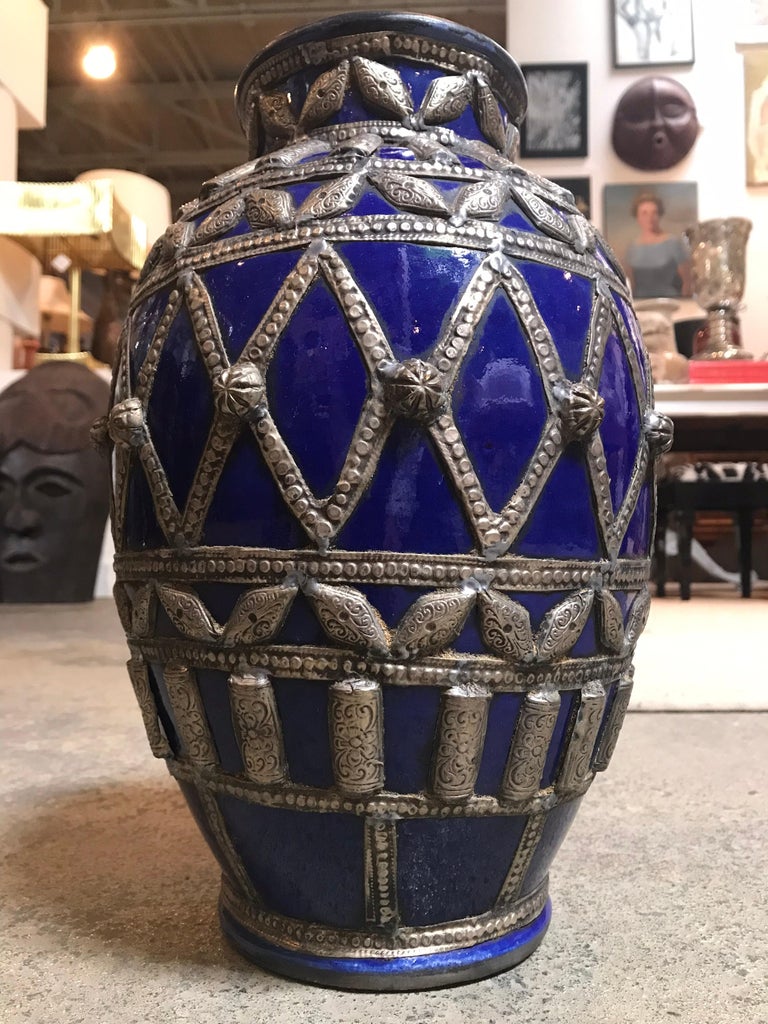 Large Blue Moroccan Pot For Sale at 1stDibs