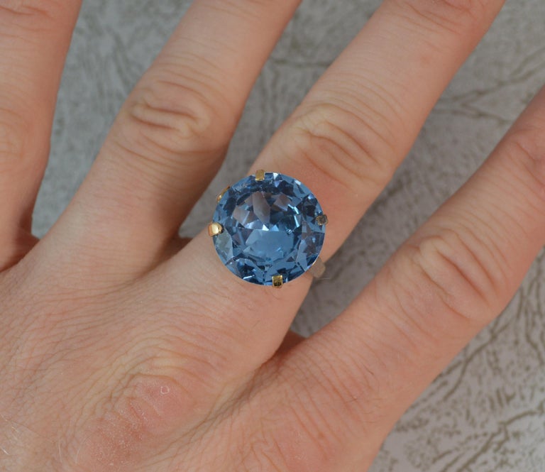 Large Blue Stone and 9 Carat Gold Solitaire Statement Ring at 1stDibs