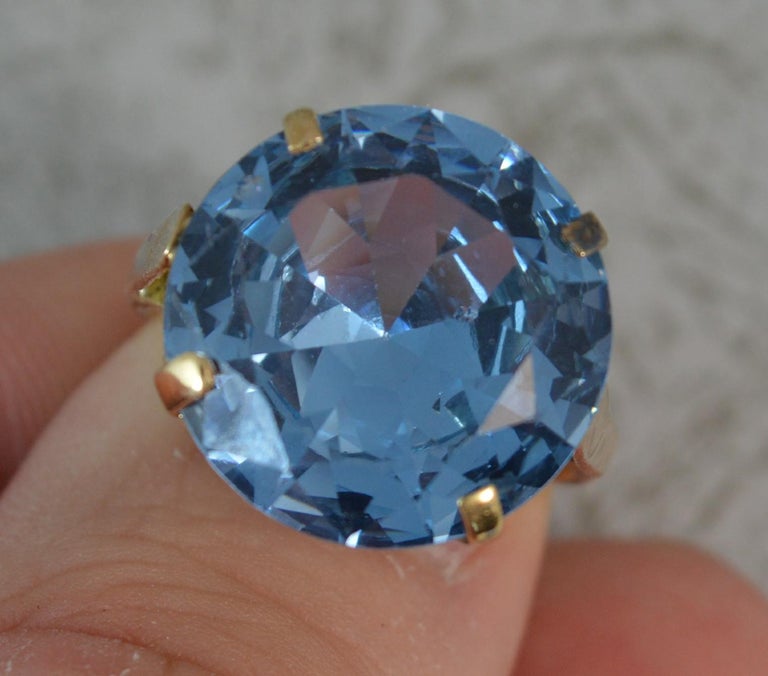 Large Blue Stone and 9 Carat Gold Solitaire Statement Ring at 1stDibs