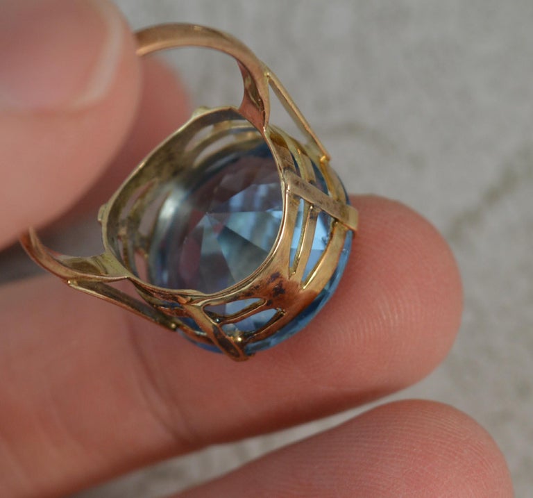 Large Blue Stone and 9 Carat Gold Solitaire Statement Ring at 1stDibs