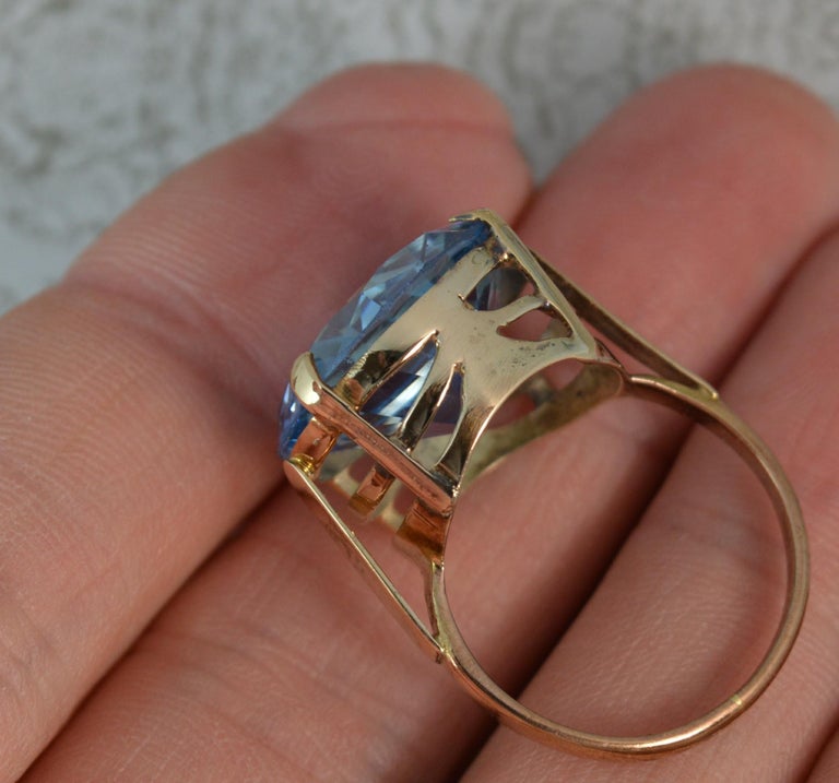 Large Blue Stone and 9 Carat Gold Solitaire Statement Ring at 1stDibs