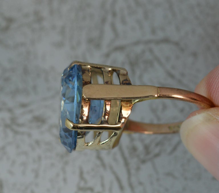 Large Blue Stone and 9 Carat Gold Solitaire Statement Ring at 1stDibs