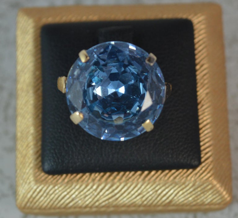 Large Blue Stone and 9 Carat Gold Solitaire Statement Ring at 1stDibs