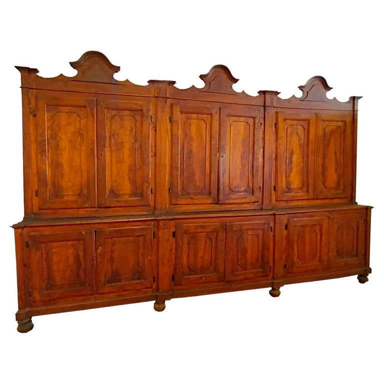 Large Bookcase, 12 Door Archive, Italy Mid-19th Century For Sale at 1stDibs
