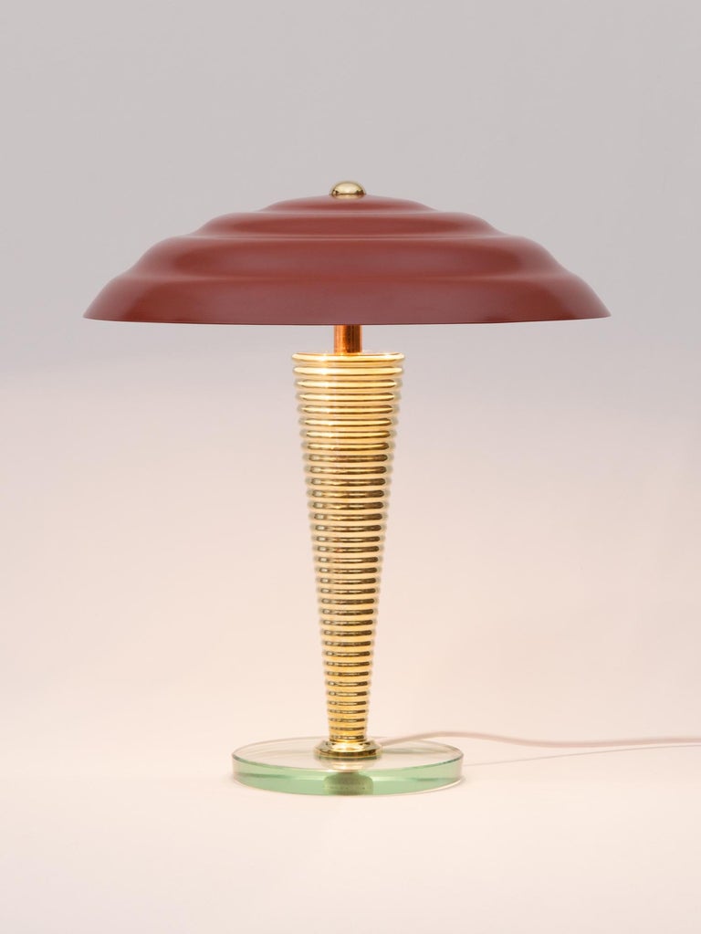 Large Brass and Glass Table Lamp, Italy, 1950s For Sale at 1stDibs