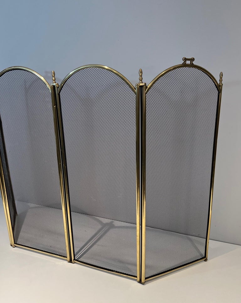 Large brass and Grilling Fireplace Screen For Sale at 1stDibs