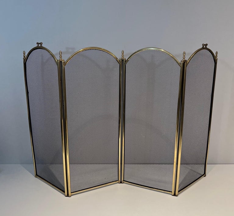 Large brass and Grilling Fireplace Screen For Sale at 1stDibs