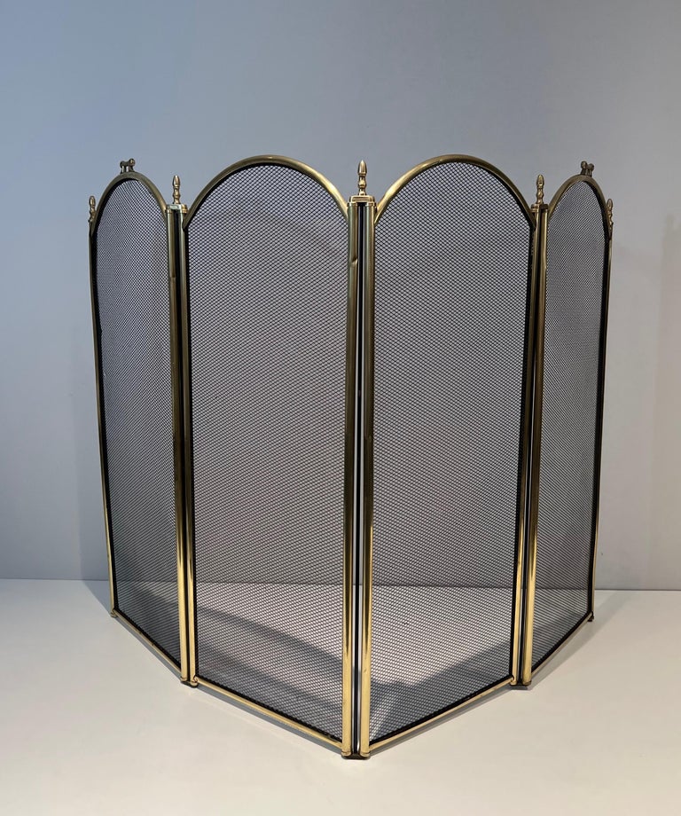 Large brass and Grilling Fireplace Screen For Sale at 1stDibs