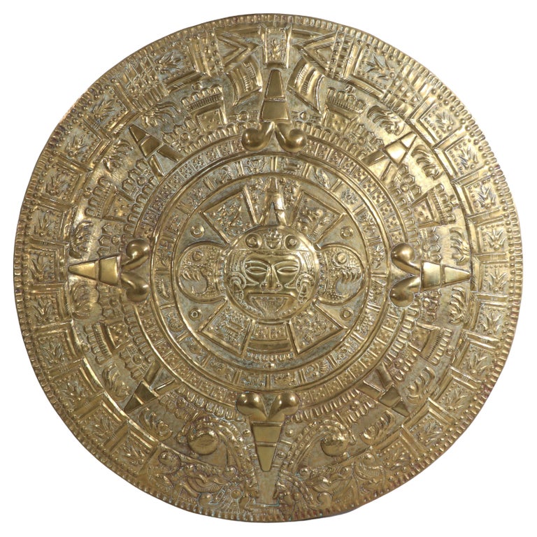 Large Brass Aztec Style Calendar at 1stDibs