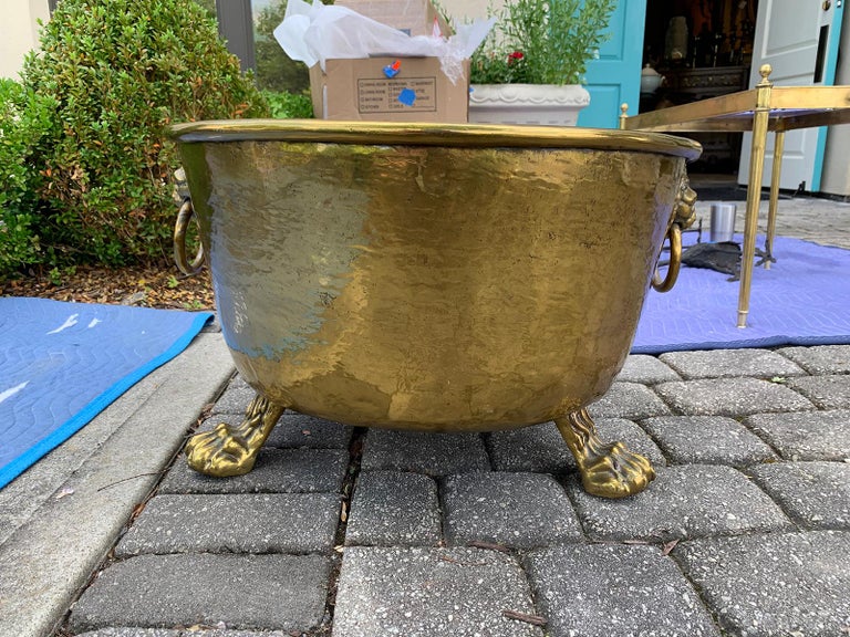 Large Brass Container with Lion Head Pulls, circa 1920s at 1stDibs ...