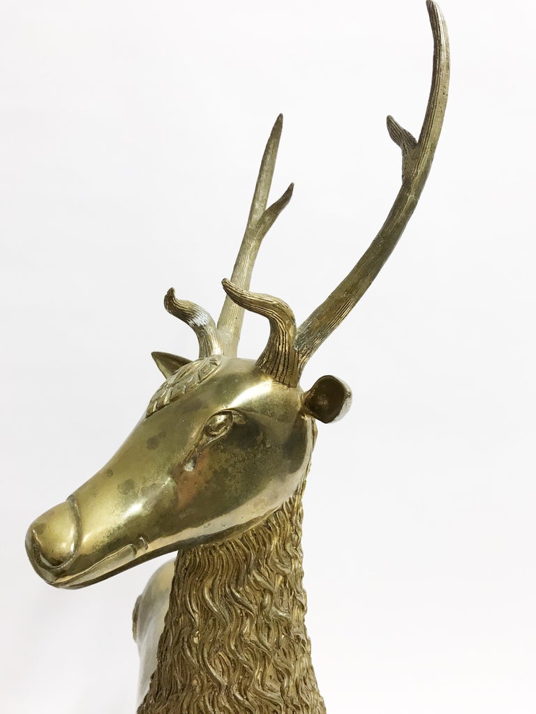 Large Brass Deer Sculptures, 1970s at 1stDibs