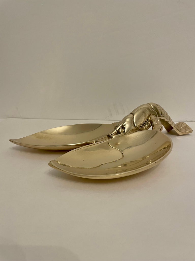 Large Brass Lobster Dish or Spoon Rest Sculpture For Sale at 1stDibs