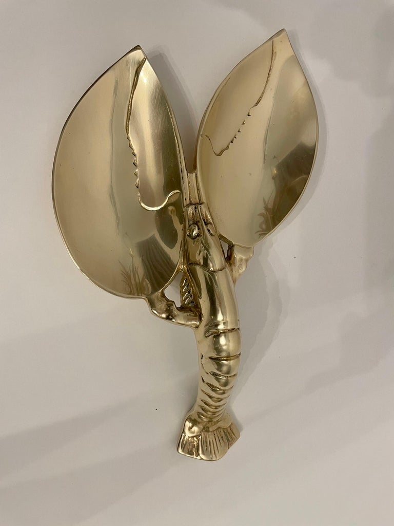 Large Brass Lobster Dish or Spoon Rest Sculpture For Sale at 1stDibs