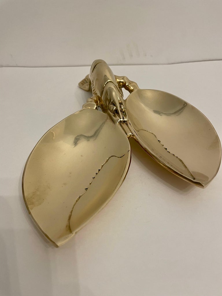 Large Brass Lobster Dish or Spoon Rest Sculpture For Sale at 1stDibs