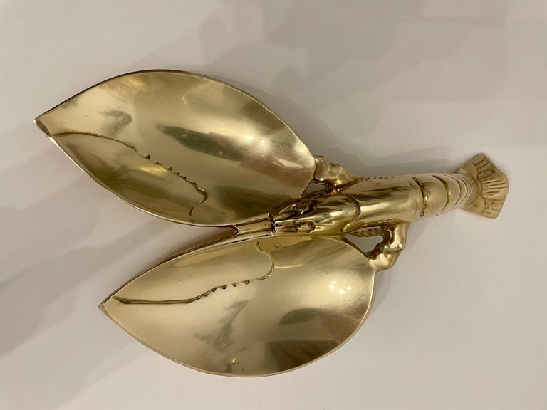 Large Brass Lobster Dish or Spoon Rest Sculpture For Sale at 1stDibs