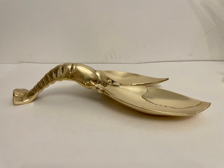 Large Brass Lobster Dish or Spoon Rest Sculpture For Sale at 1stDibs