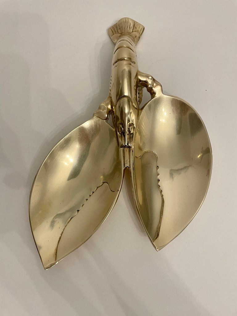 Large Brass Lobster Dish or Spoon Rest Sculpture For Sale at 1stDibs
