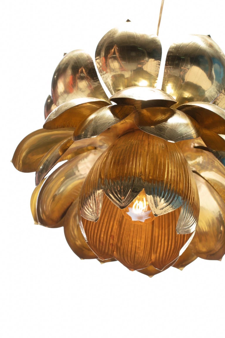 Large Brass Lotus Fixture by Feldman Lighting Company in the Style of ...
