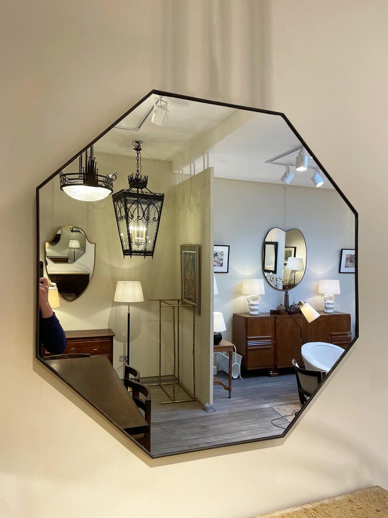 Large Brass Octagonal Mirror For Sale at 1stDibs
