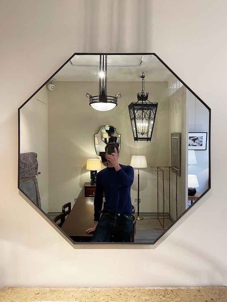 Large Brass Octagonal Mirror For Sale at 1stDibs