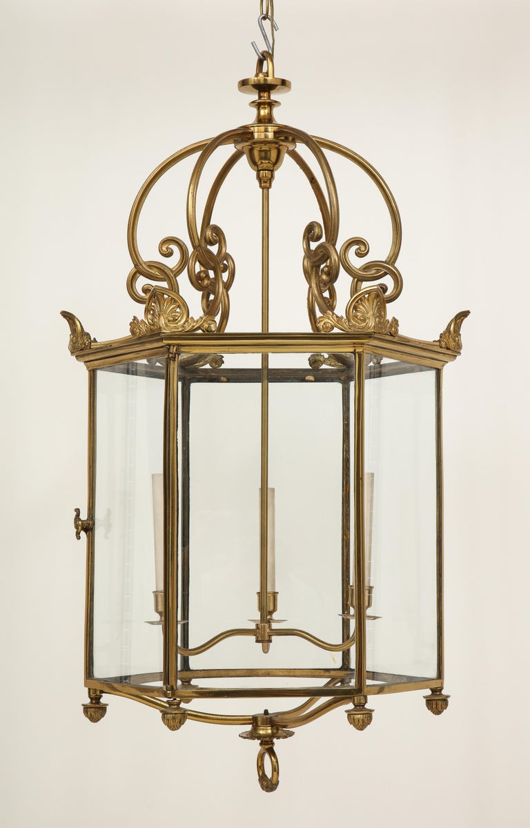 Large Brass Regency Style Hall Lantern For Sale at 1stDibs