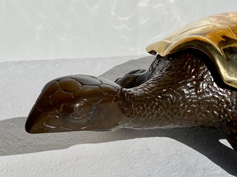 Large Brass Sea Turtle Sculpture For Sale at 1stDibs