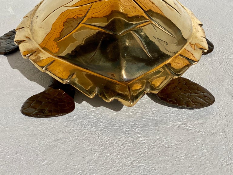 Large Brass Sea Turtle Sculpture For Sale at 1stDibs