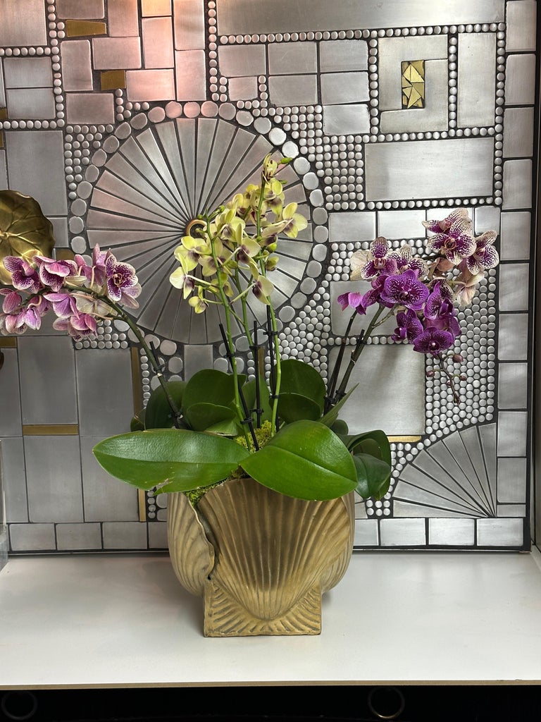 Large Brass Shell Planter For Sale at 1stDibs