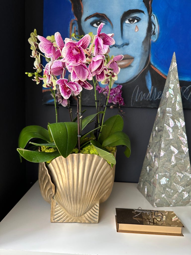 Large Brass Shell Planter For Sale At 1stdibs