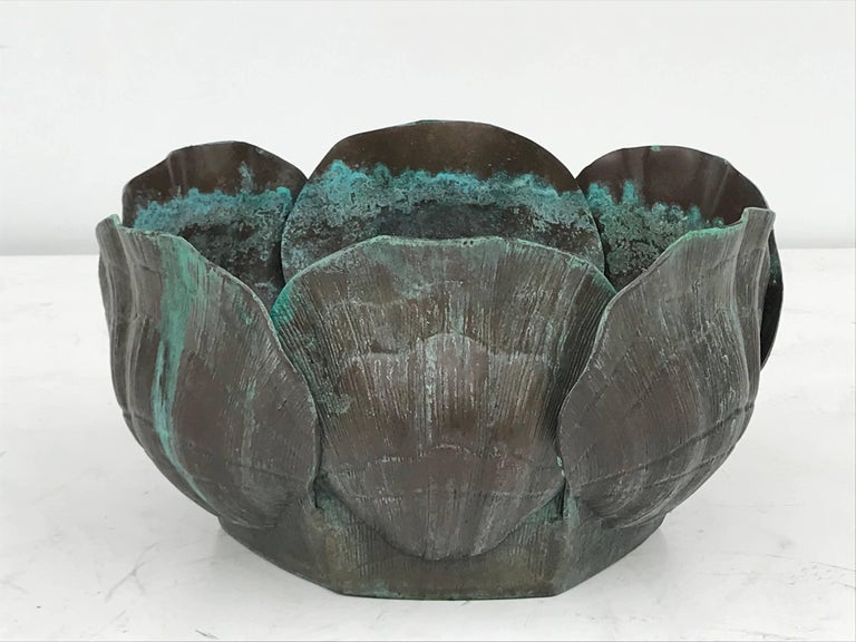 Large Brass Shell Planter in Verdigris Patina at 1stDibs