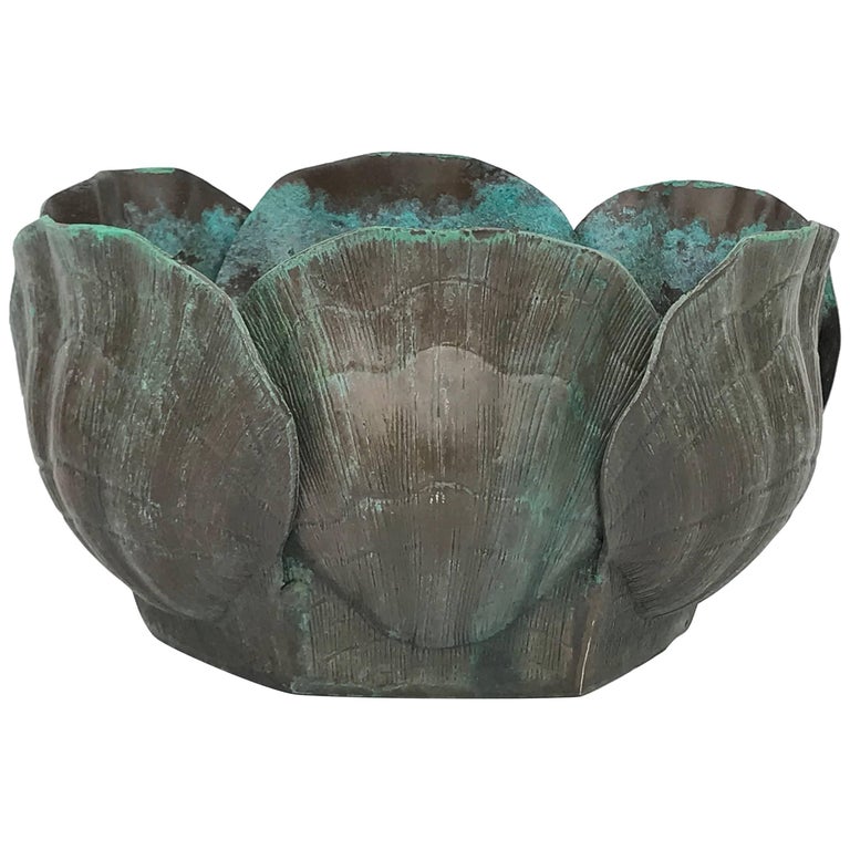 Large Brass Shell Planter in Verdigris Patina at 1stDibs