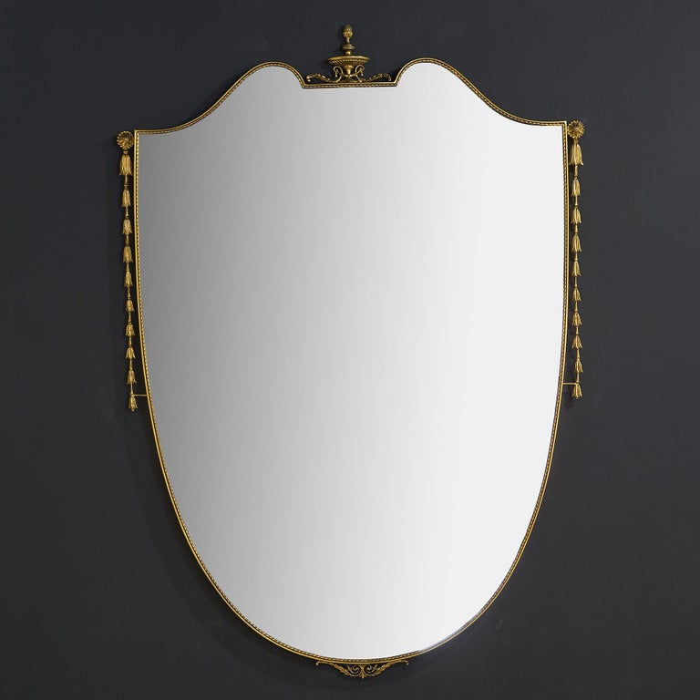 Large Brass Shield Mirror at 1stDibs