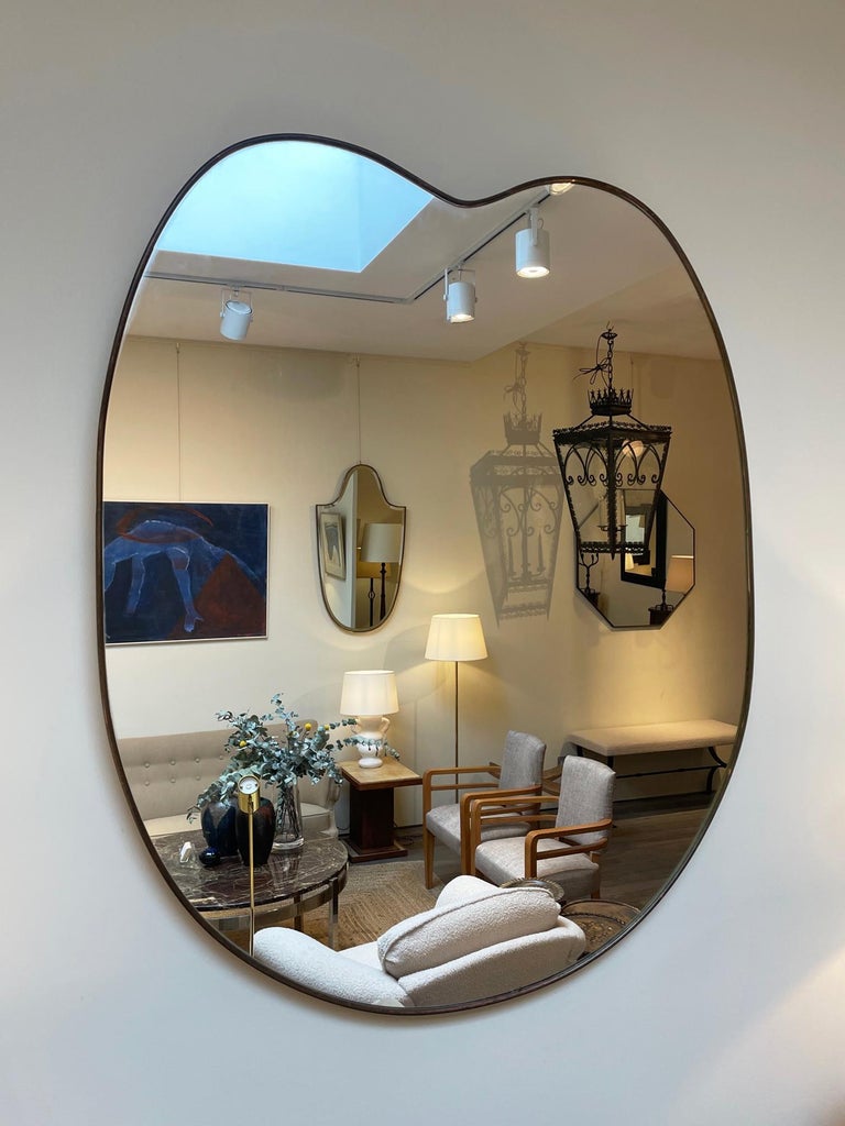 Large Brass Shield Mirror For Sale at 1stDibs