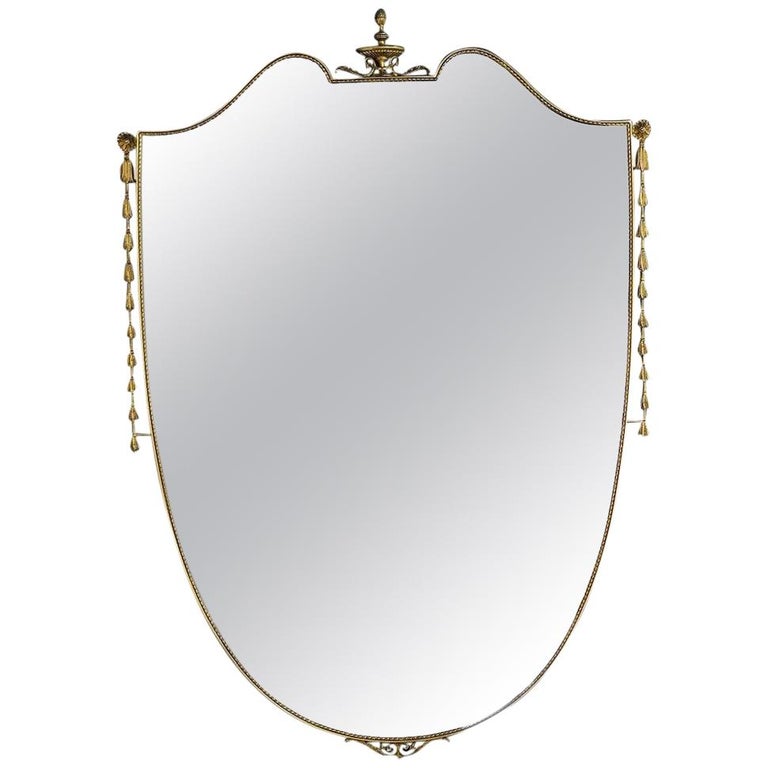 Large Brass Shield Mirror at 1stDibs