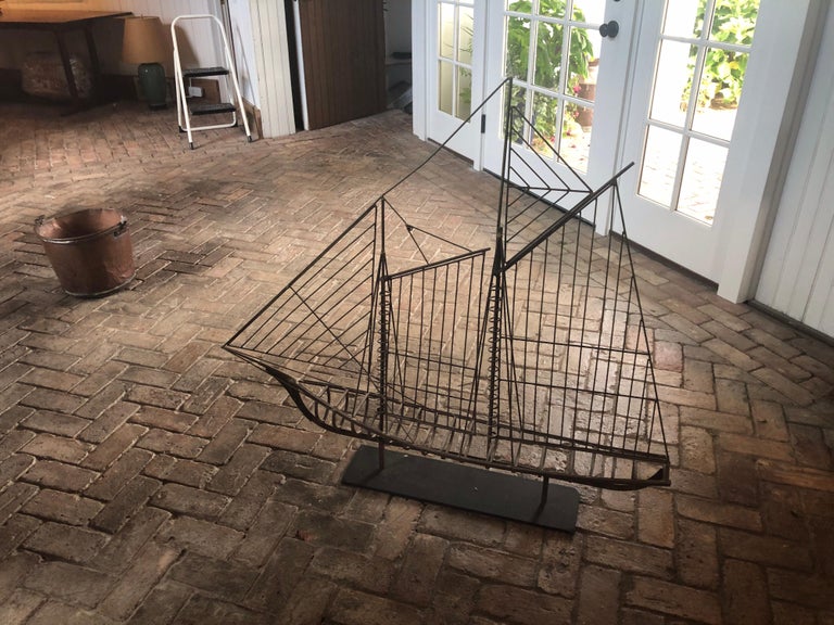 Large Brass Ship Sculpture Attributed to Curtis Jere, circa 1970 For ...