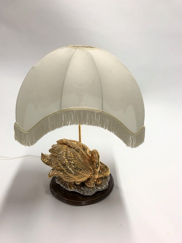 Large Brass Swan Table Lamp, 1960s at 1stDibs