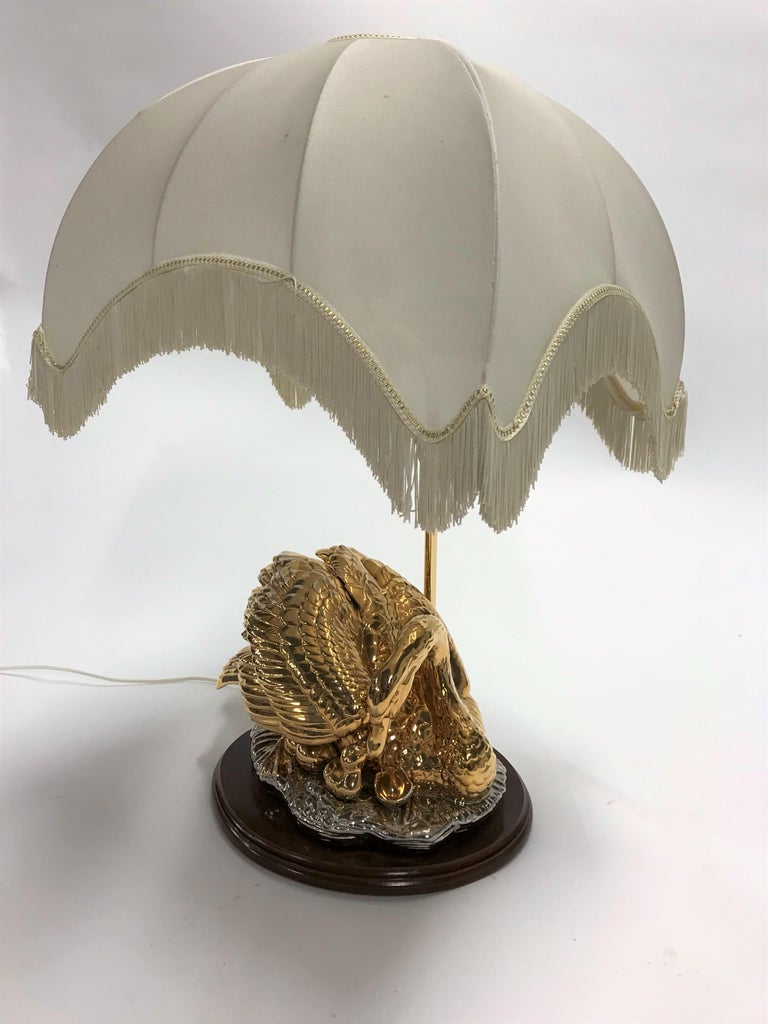Large Brass Swan Table Lamp, 1960s at 1stDibs