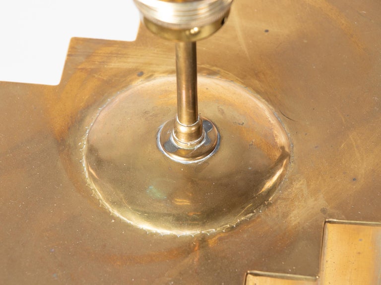 Large Brass Table Lamp Signed G. Autier France, 1970s For Sale at 1stDibs