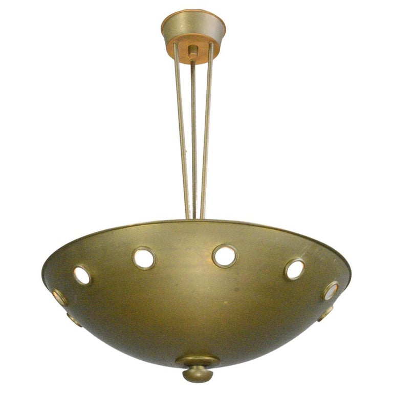 Large Brass Uplighter Pendant Light, circa 1920s For Sale at 1stDibs