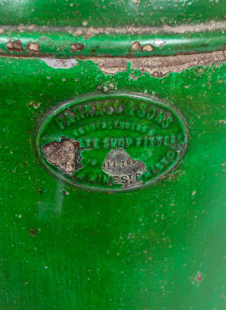 Large Brilliant Green Tin Canister Lamp For Sale at 1stDibs